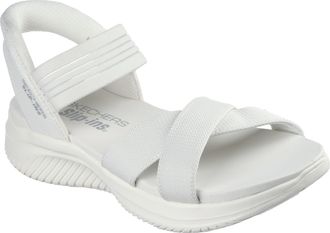 Skechers Sandale SKECHERS ULTRA FLEX 3.0-NEVER BETTER, Damen, Gr. 41, sanftes wei&szlig;, Textil, unifarben mit Farbeinsatz, Schuhe Sandale, Freizeitschuh, Sandale m