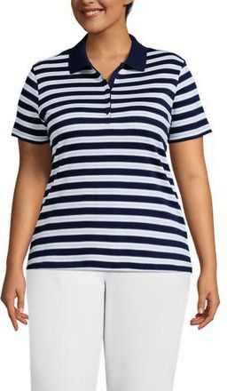 Lands End Supima-Poloshirt, Damen, Gr&ouml;&szlig;e:48-50 plus, Blau, Baumwolle, by Lands End