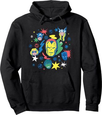 MARVEL Super Heroes Avengers Iron Man Big Face Retro Pullover Hoodie