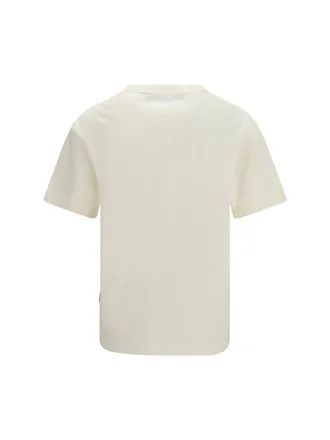 Palm Angels Mens Cotton T-Shirt Stamp Off White-Black T-Shirts White/black And Polos