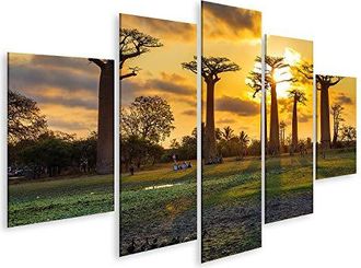 Islandburner Tableau sur toile de qualit&eacute; sup&eacute;rieure - Beaux arbres baobab au coucher du soleil - Avenue of Baobabs Madagascar