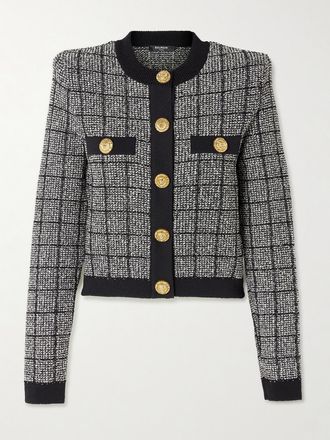 Balmain Cardigan En Tweed Métallisé - Noir