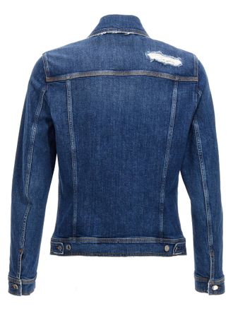 Dolce & Gabbana Distressed Stretch Denim Jacket - Blue