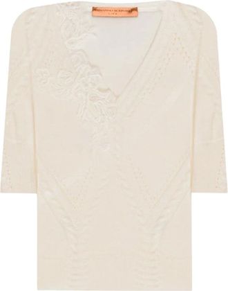 Ermanno Scervino Femme, Pulls, Beige, Taille: 38 FR Short Sleeved Sweater