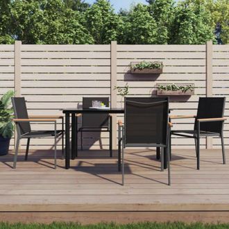 vidaXL Vidaxl - Chaises de jardin lot de 4 noir 55x61,5x90cm textil&egrave;ne et acier