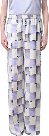 Emporio Armani Check Crepe Palazzo Hose - - Trousers - Damen - Mehrfarbig - L