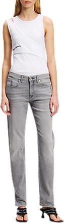 Karl Lagerfeld Karl Lagerfeld Jeans, Damen, Mid Rise Slim Denim Mit Schlitz, Schmalem Bein, Hellgrau, 2430