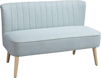HOMCOM 2-Sitzer Stoffsofa Polstersofa Doppelsofa Retro-Look Sitzm&ouml;bel Loungesofa Holzrahmen Hellgr&uuml;n 117 x 56,5 x 77 cm - Homcom