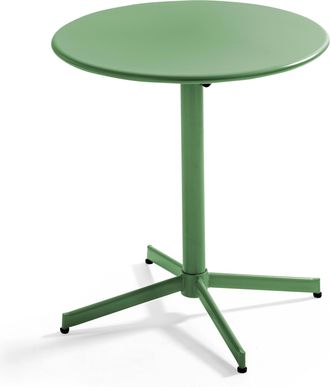 Oviala Palavas Gartentisch, rund, Bistro, neigbar, aus Stahl, Kaktusgr&uuml;n