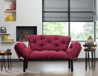 Dmora Schlafsofa 2-Sitzer Zeeusis 155x70 cm Rot, Stauraum