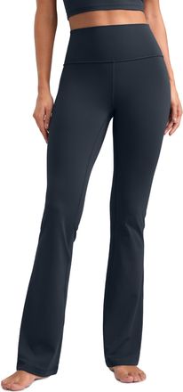 CRZ YOGA Damen Butterluxe Yogahose Schlaghose High Waist Blickdicht Flared Leggings - 85cm Bootcut Bootleg Soft Sporthose Echte Marine 38