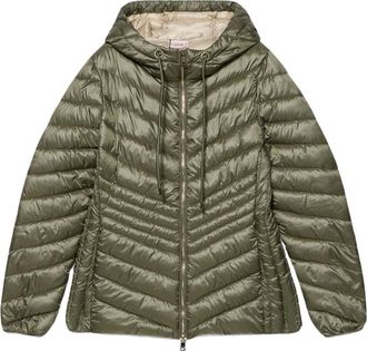 Oltre Femme, Vestes, Vert, Taille: 42 FR Veste Légère à Capuche en Duvet