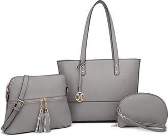 Miss Lulu Handtasche Damen Set Henkeltasche Sets große Frauen Shopper Bag Umhängetasche mit Quaste Geldbörse mit verstellbare Schulterrie handbags for women für