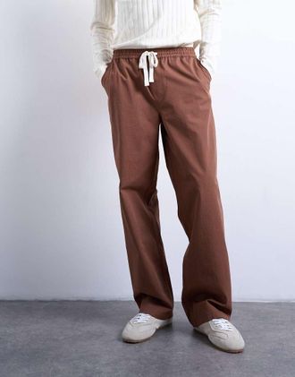 Topman Pantalon baggy &agrave; rayures - Marron-Brown