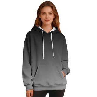 Generic Pull &agrave; capuche tendance d&eacute;grad&eacute; pour femme, manches longues, pull &agrave; capuche surdimensionn&eacute; confortable pour les loisirs, coupe ample, sweatshirts avec