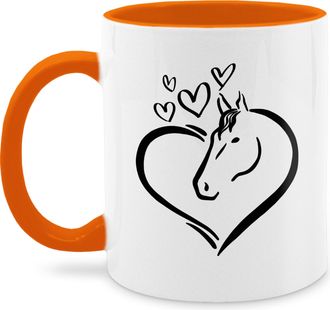 Shirtracer Tasse Tassen 325ml - Pferde - Pferdeportrait im Herz - 325 ml - Orange - geschenke f&uuml;r pferdebesitzer pferdetassen spr&uuml;che pferd pferdeherz haferl rei