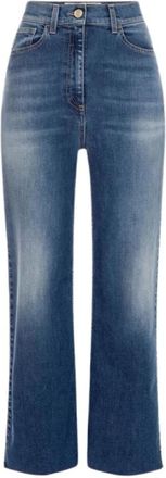 Elisabetta Franchi Femme, Jeans, Bleu, Taille: W27 Jeans &Eacute;vas&eacute;s Courts Taille Haute