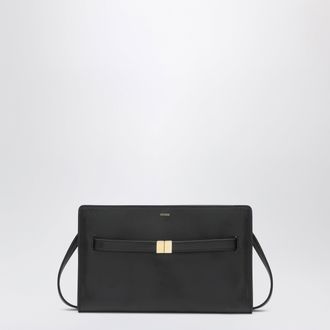 Toteme Umh&auml;ngetasche mit G&uuml;rteldetail aus schwarzem genarbtem Leder