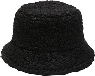 Generic Chapeaux dhiver pour femme - Chapeau de soleil chaud en velours doux - Chapeau de p&ecirc;cheur pour femme Panama - Chapeau cir&eacute;, Noir, M