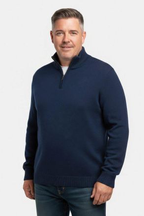 Men Plus Rundhalspullover Troyer Pullover Stehkragen mit Zipper