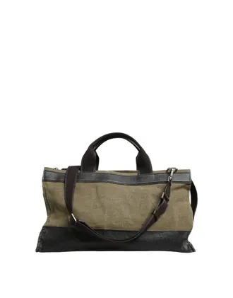 Dolce & Gabbana Mens Two-Tone Canvas And Leather Shoulder Bag Green