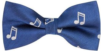 King & Priory Noeud papillon brod&eacute; &agrave; chevrons avec note de musique bleu marine