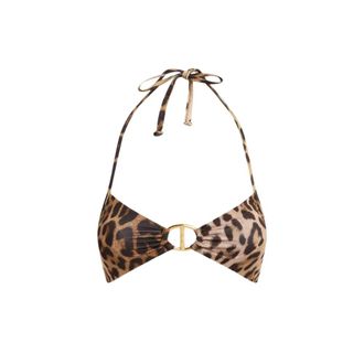 Moschino Femme, Maillots de bain, Brun, Taille: 40 FR Haut de bikini en Lycra imprim&eacute;