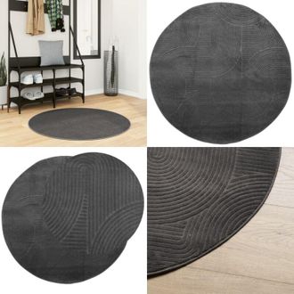 vidaXL Tapis IZA poils courts style scandinave anthracite &Oslash; 100 cm - Tapis anthracite - Tapis g&eacute;om&eacute;trique