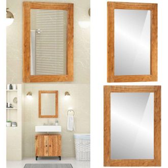 vidaXL Badspiegel 50x70x2,5 cm Massivholz Akazie und Glas - Akazienholz Spiegel - Wandmontage Spiegel