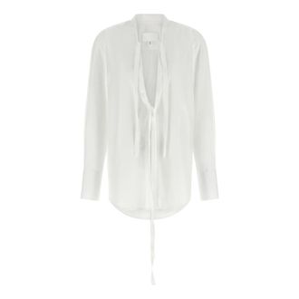 Maison Margiela V-Neck Baumwollhemd - - Blouses & Shirts - Damen - Wei&szlig; - XS