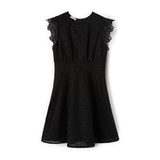 Motivi Flare Kleid aus Broderie Anglaise mit Spitze - - Dresses - Damen - Schwarzk - 2XS