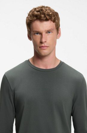 HUGO BOSS Langarmshirt TChark Rundhalsausschnitt, Regular Fit, mit BOSS-Logo