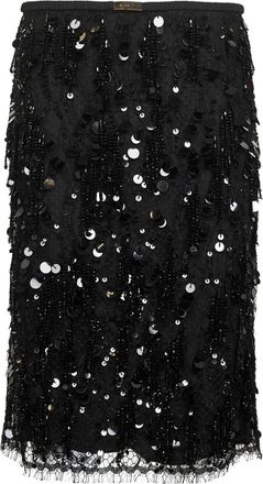 Gucci Midirock mit Paillettenstickerei - Schwarz