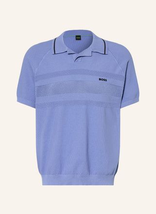 HUGO BOSS Strick-Poloshirt blau