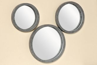 Boltze Spiegel Holzspiegel Wandspiegel Dekospiegel Holz rund Ø25-35 cm 3er Set