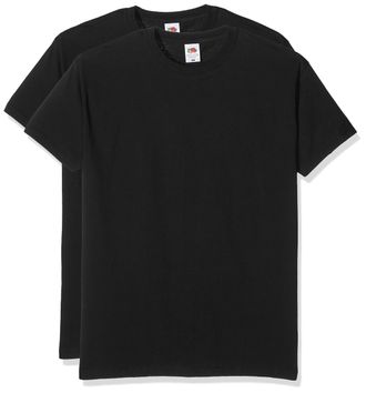 Fruit Of The Loom Herren T-Shirt Valueweight T 2er Pack Schwarz (Negro), 48 (Herstellergr&ouml;&szlig;e: M)
