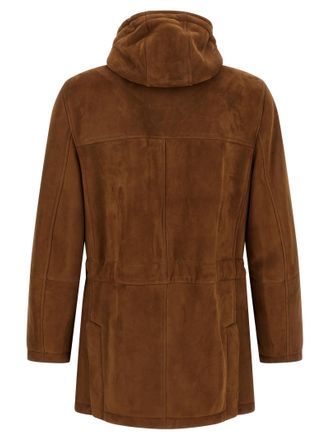 Brunello Cucinelli Suede Lamb Leather Coat - Brown