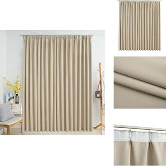 vidaXL Vidaxl - Rideau occultant avec crochets Beige 290x245 cm - Rideau Occultant - Rideau Beige - Rideau Salon - Rideau Chambre - Rideau D&eacute;coratif