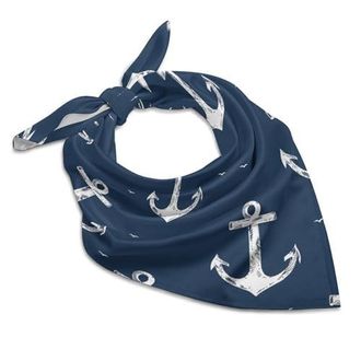 Generic Écharpe carrée en soie légère avec motif ancre de mer, écharpe nautique pour cheveux, foulard respirant, cadeau pour homme et femme, multicolore, 46x4