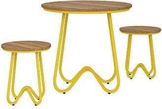 Novogratz 3-teiliges Bobbi Outdoor Bistro-Set, Gelb, 75 x 75 x 71.5 cm