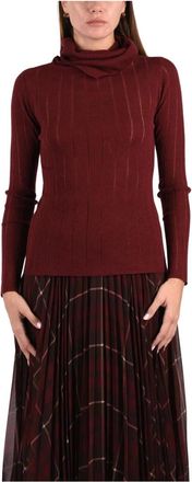 Max Mara Col roul&eacute; ajust&eacute; en maille c&ocirc;tel&eacute;e Mstbadesse - Femme - Pulls - Rouge - Taille: 42 FR