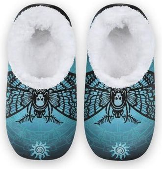 HMZXZ Pantoufles dintérieur en polaire corail, motif tête de mort, papillon, tête de mort, pour femme et homme, chaussons dintérieur pour chambre à coucher,