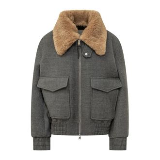 Ami Bomberjacke mit Lammfellkragen - - Jackets - Herren - Grau - S