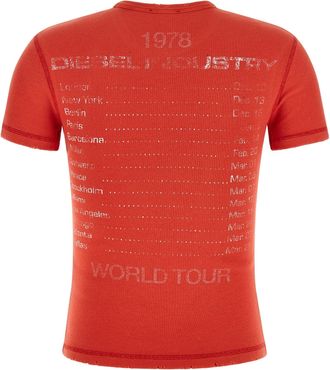 Diesel Crystal-Embellished Eagle Graphic T-shirt - Red