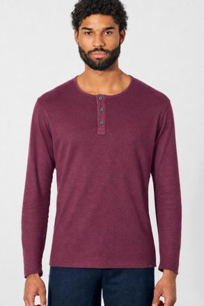 Hempage Hempage Herren vegan Longsleeve Brushed Henley Weinrot