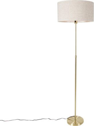 QAZQA Parte stof - Lampadaire avec Abat-Jour - 1 lumière - h 173 cm - Doré/Laiton - Design - éclairage intérieur - Salon i Chambre i Cuisine i Salle à