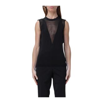 Pinko Pinko, Femme, Tops, Noir, Taille: 36 FR Haut en Tricot Sans Manches Transparent