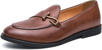 Generic Mocassins à enfiler en cuir pour homme - Style classique et décontracté - Style vintage - Pour le travail, le mariage, marron, 39 2/3 EU