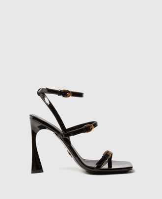 Stella McCartney Elsa Patent Heeled Sandals, Woman, Black, Size: 36h