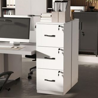 Vasagle Caisson &agrave; 3 Tiroirs avec Serrure, pour Documents Format A4 et Lettre, Blanc
